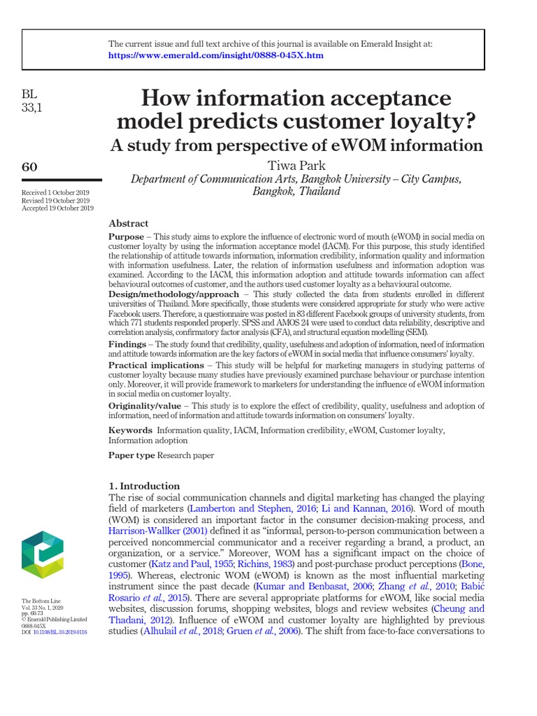 How Information Acceptance Model Predicts Customer Loyalty A Study From ...