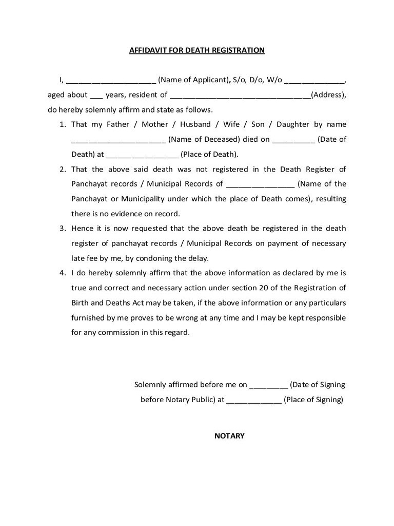 Sample Affidavit of Death Form | PDF