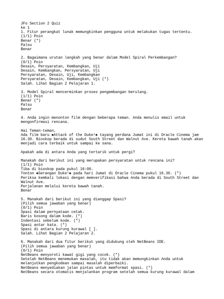 JFo Section 2 Quiz 1 | PDF