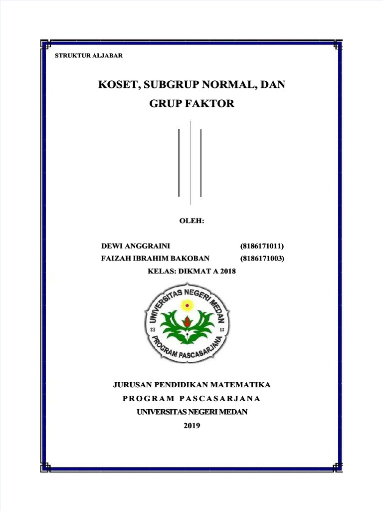 PDF Koset Subgrup Normal Dan Grup Faktor Oleh Compress | PDF