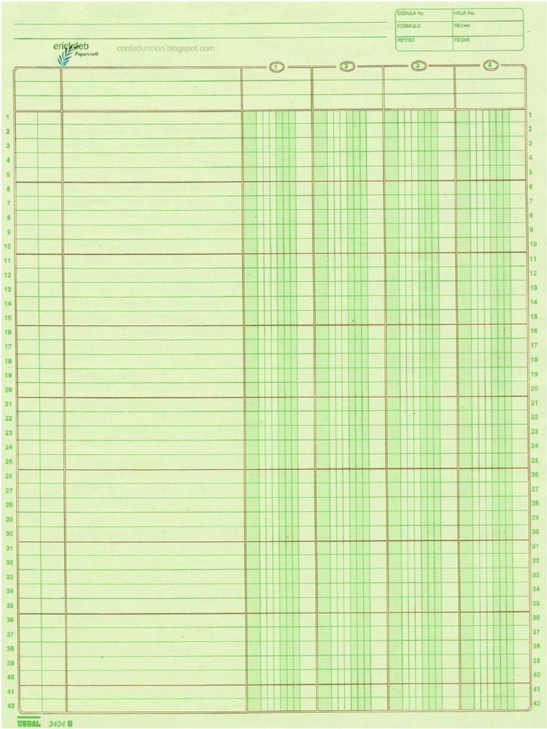 Hojas de Cuatro Renglones Conta | PDF