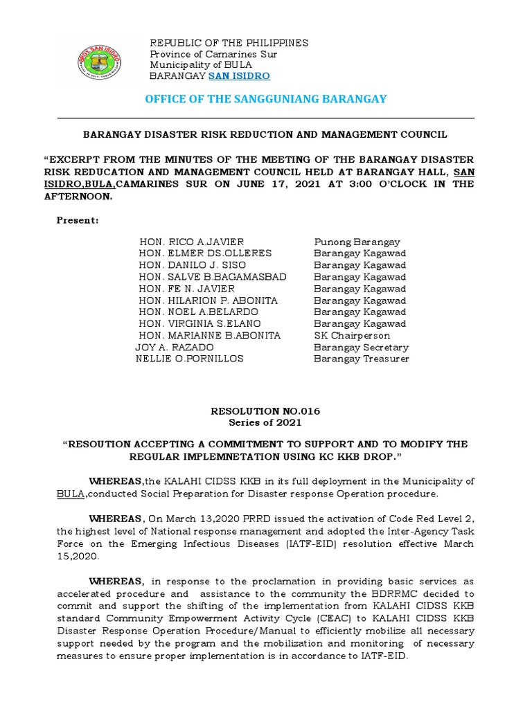 Resolution NO.16 For Commitment&support KKB | PDF