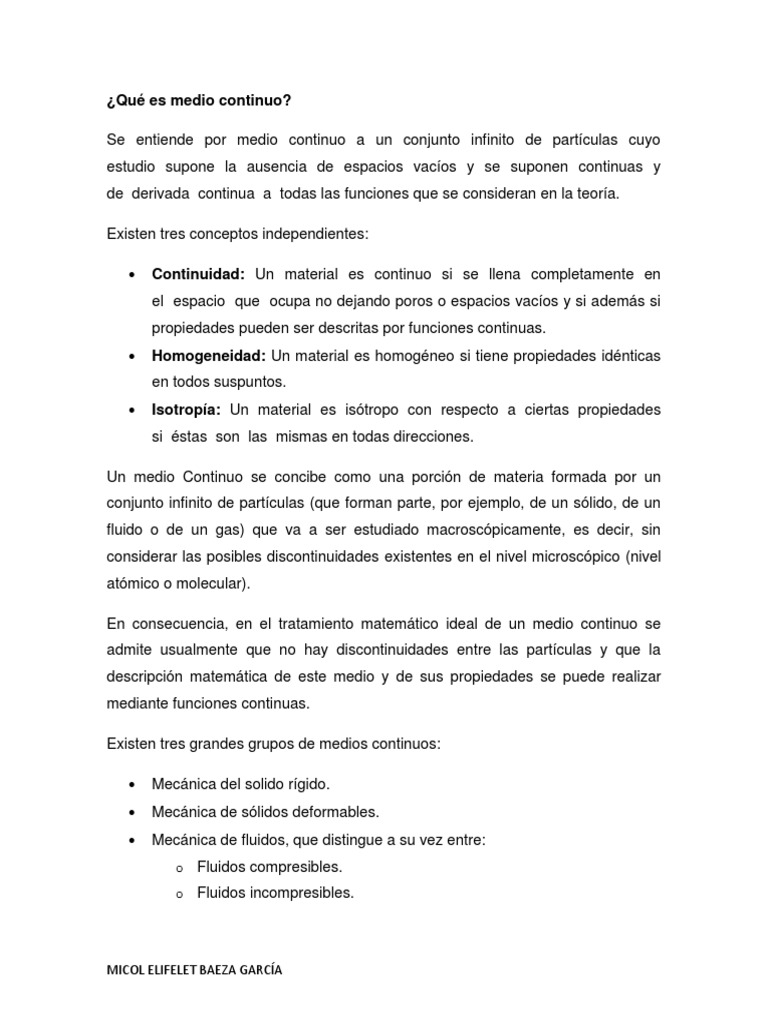 Qué Es Medio Continuo | PDF | Mecánica de Medios Continuos | Mecánica