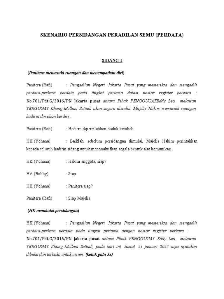 Skenario Persidangan Peradilan Semu | PDF