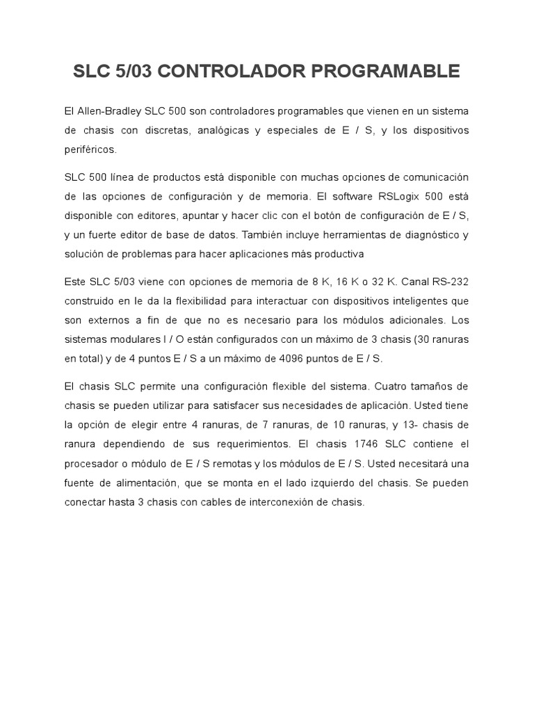 SLC 5 - 03 Controlador Programable | PDF | Poco | Controlador lógico ...