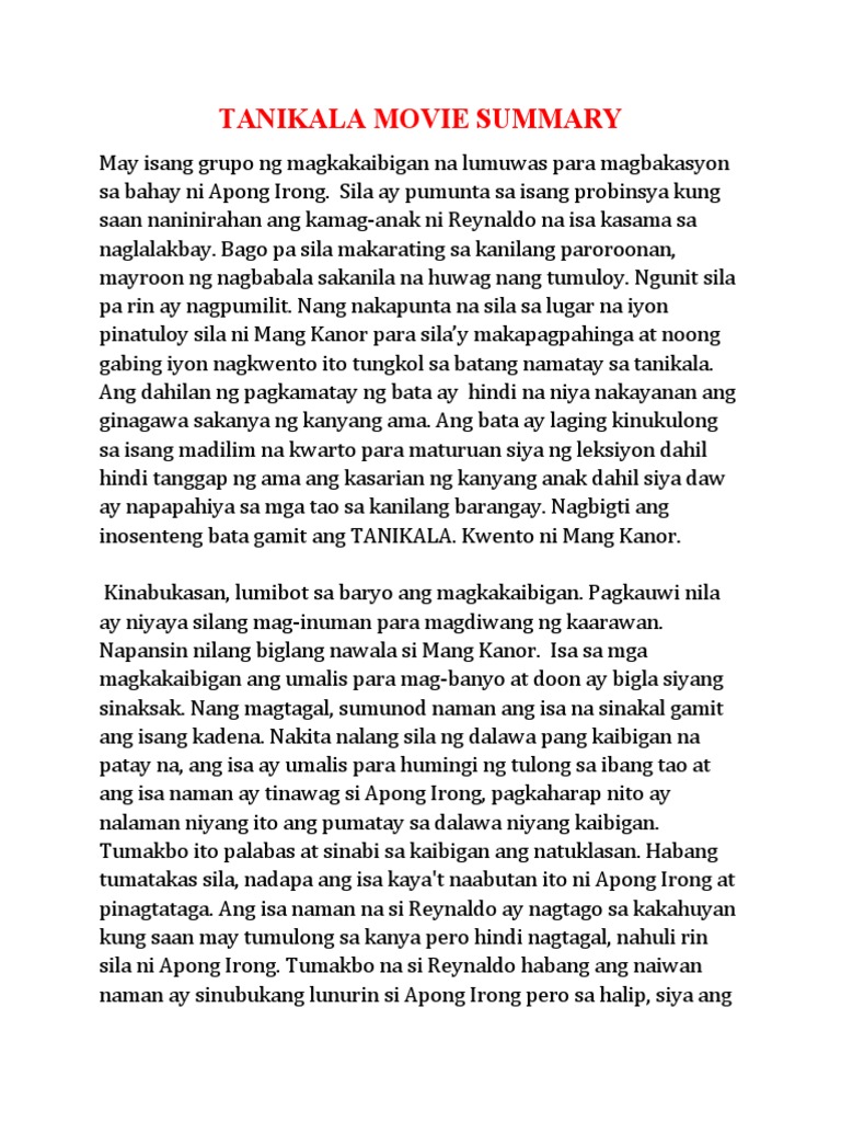 Tanikala Movie Summary | PDF