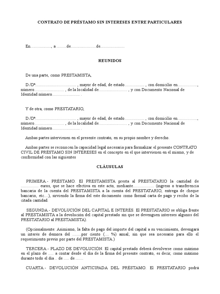 Contrato Prestamo Sin Intereses 220308 172252 | PDF | Interés | Justicia
