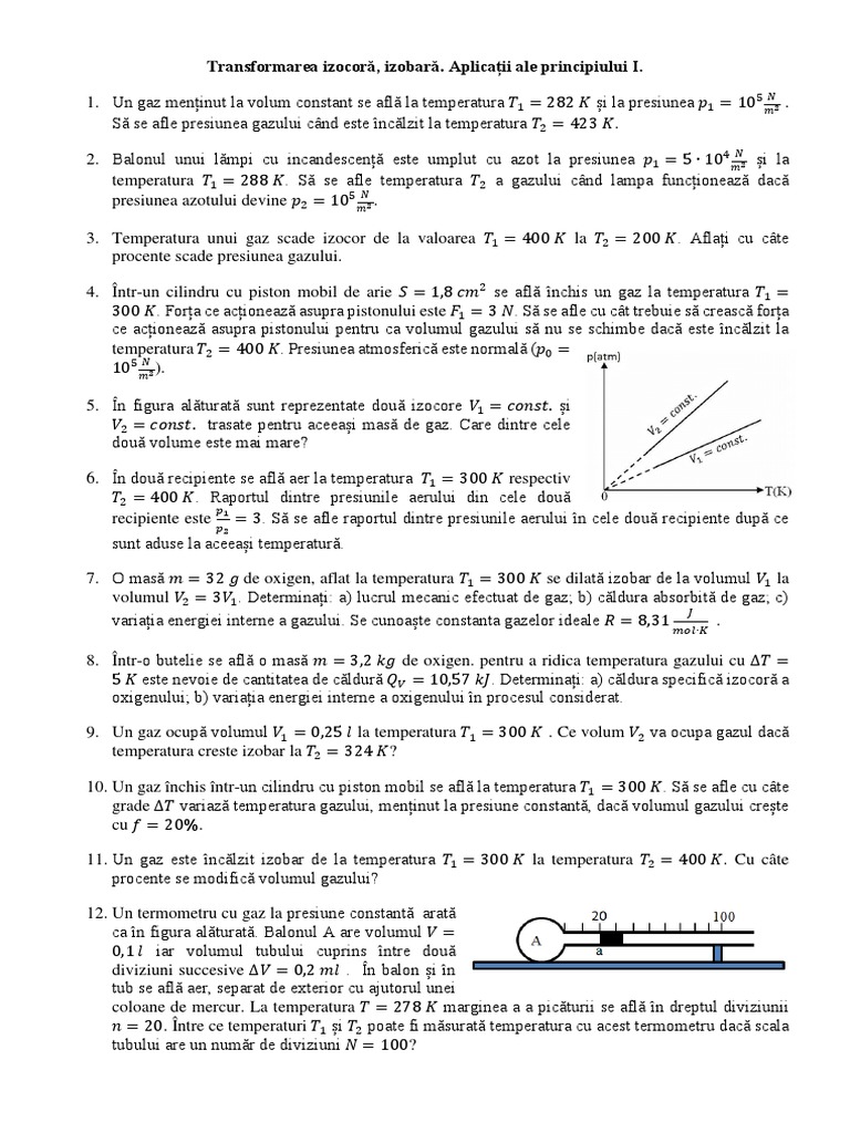 Probleme Izocora-Izobara PDF | PDF
