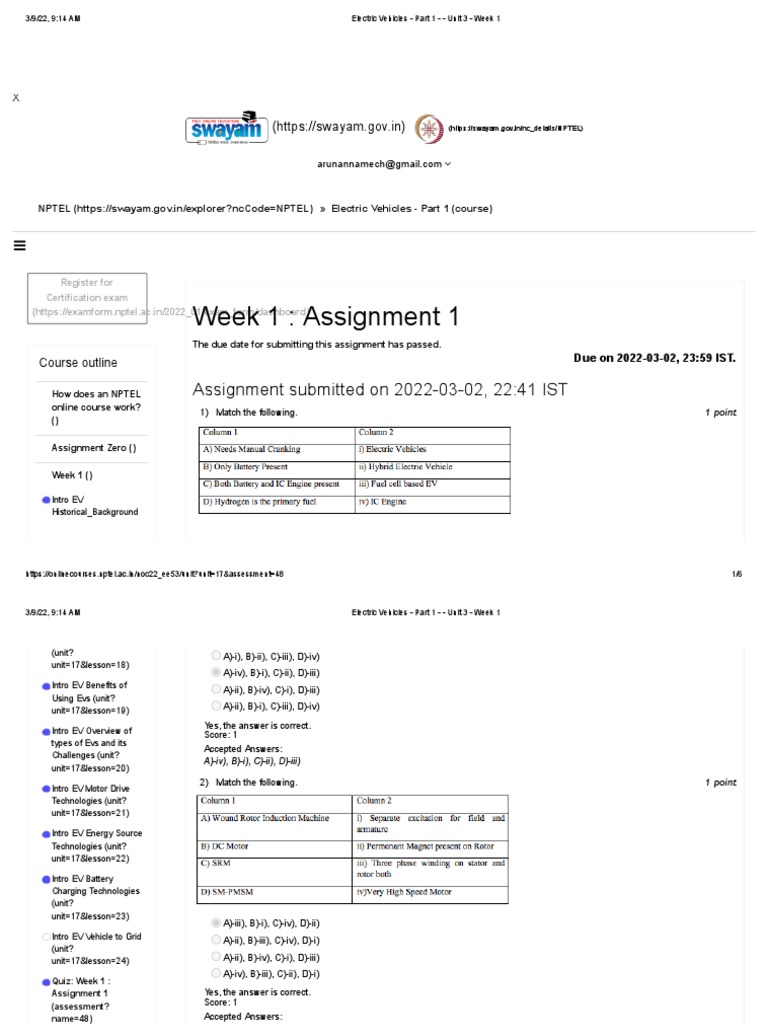 Electric Vehicles - Part 1 - Unit 3 - Week 1 | PDF | Electric Vehicle ...