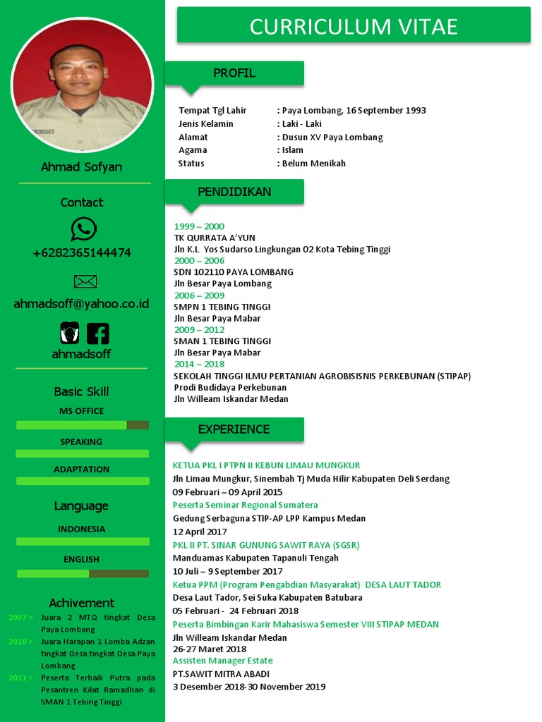 CV Ahmad Sofyan | PDF