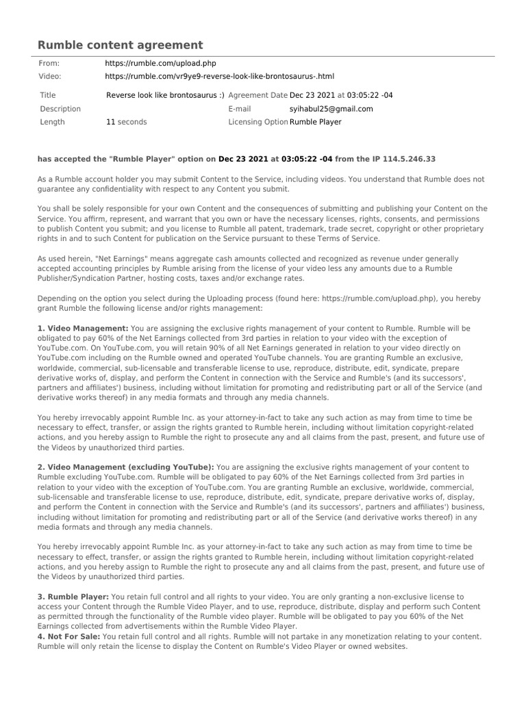 Rumble Content Agreement: Reverse Look Like Brontosaurus:) Dec 23 2021 ...