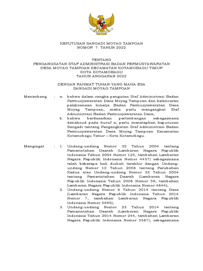 Pengangkatan Staf BPD Moyag | PDF