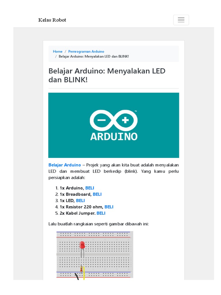 Belajar Arduino - Menyalakan LED Dan BLINK! | PDF