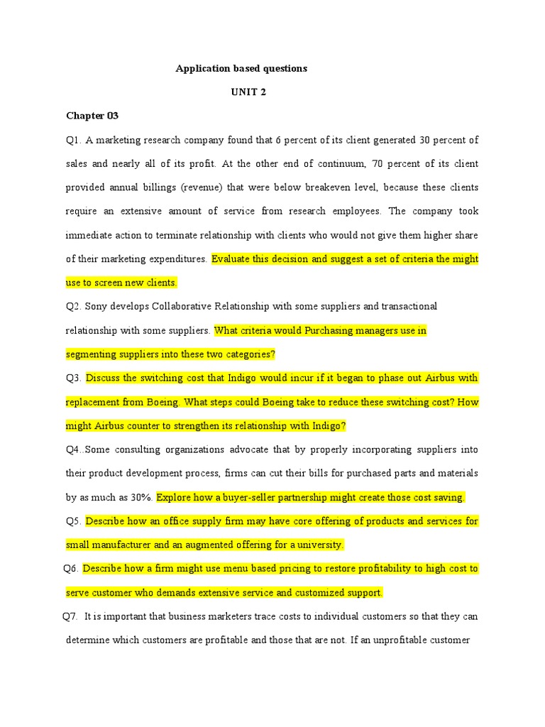 Application Based Questions Unit 2 | PDF