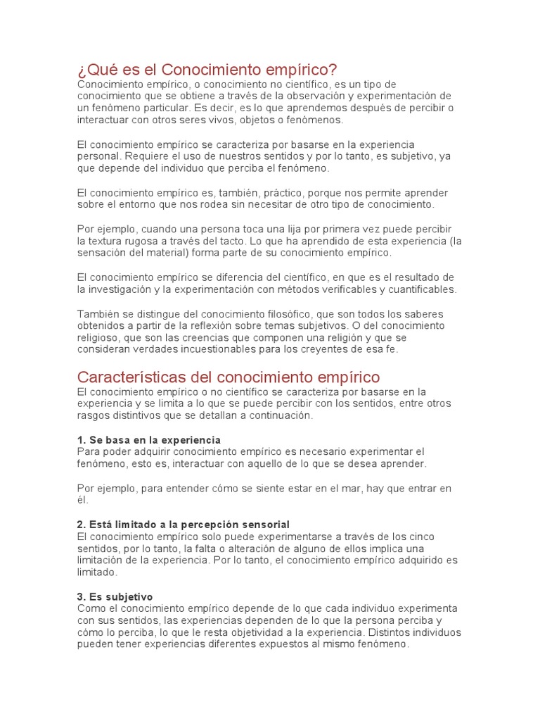 Qué Es El Conocimiento Empírico | PDF | Conocimiento | Empirismo
