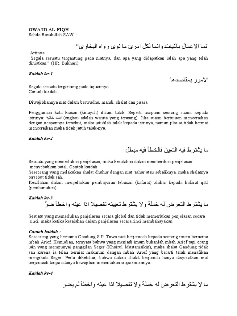 40 Kaidah Fiqhiyah dan Contohnya | PDF