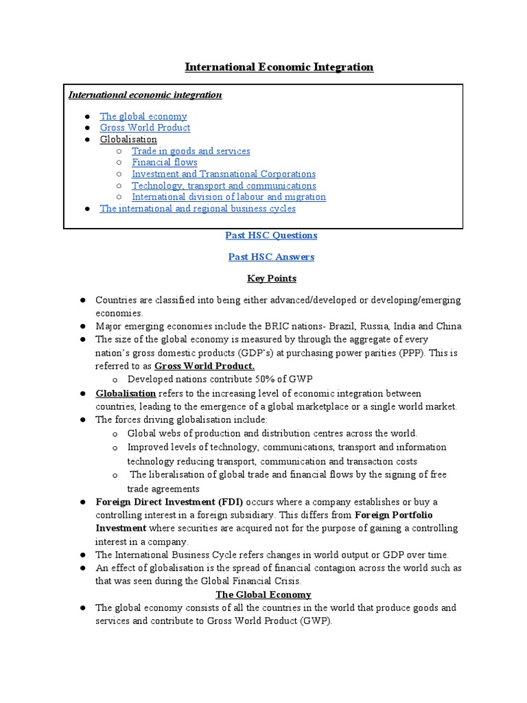 Global Economic Integration Guide | PDF | Bric | Globalization
