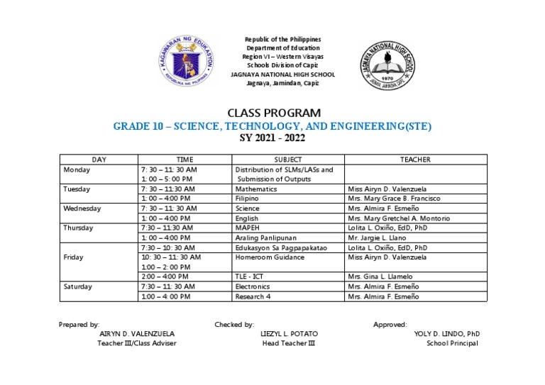 Class Program PDF