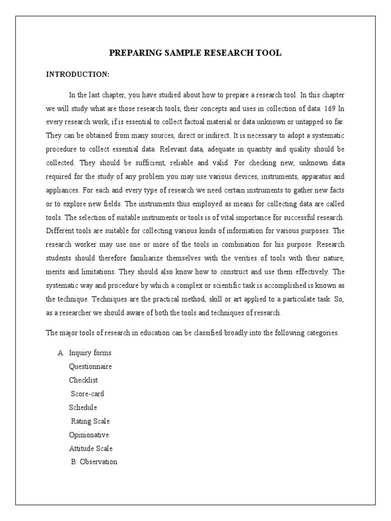 Sample Research Tool | PDF | Questionnaire | Performance Appraisal