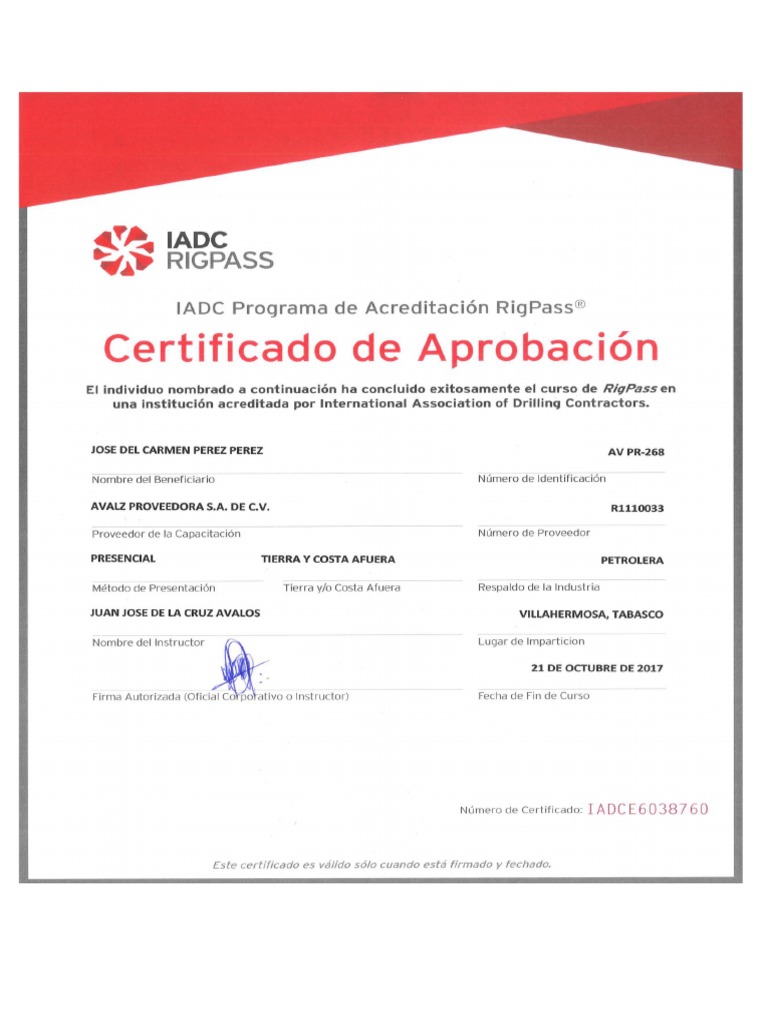 Rig-Pass Certification | PDF