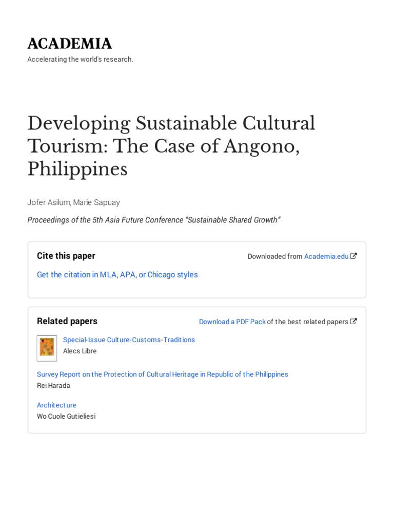 Developing Sustainable Cultural Tourism: The Case of Angono ...