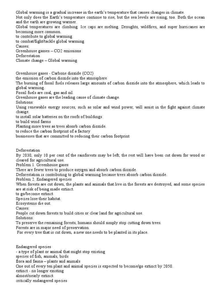 Environmental Problems and Solutions | PDF | Climate Change ...