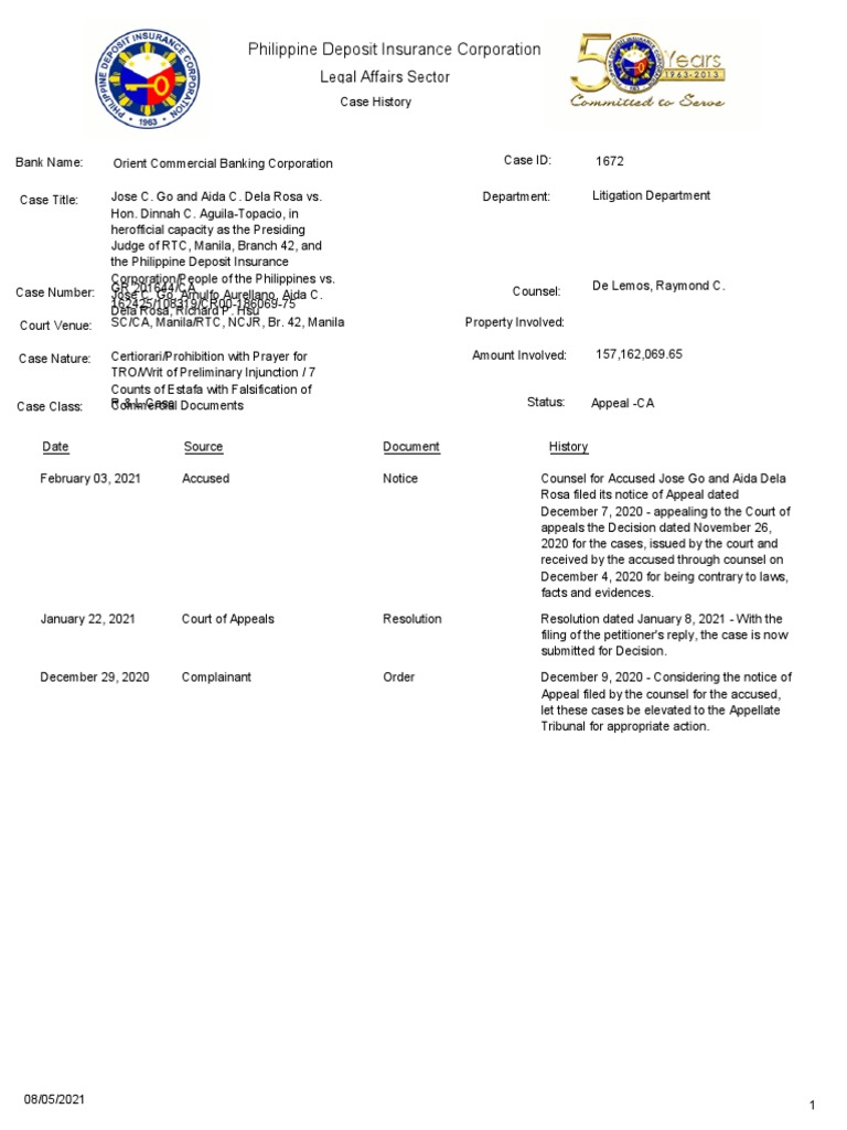 Philippine Deposit Insurance Corporation: Legal Affairs Sector | PDF ...