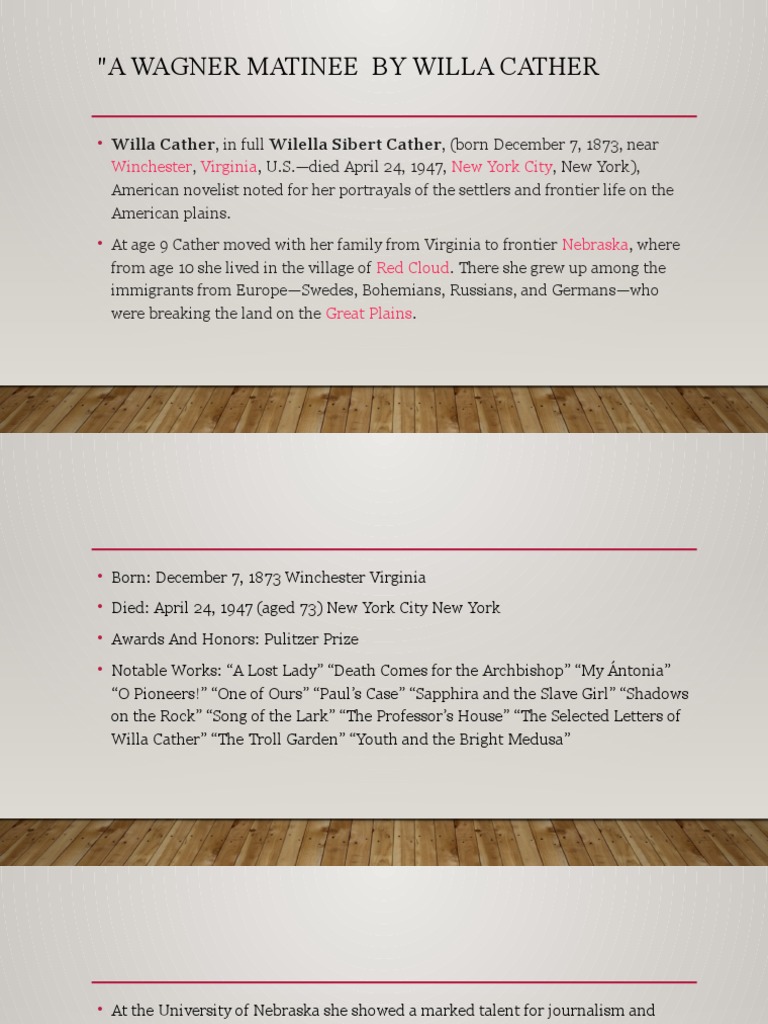 A Wagner Matinee by Willa Cather | PDF