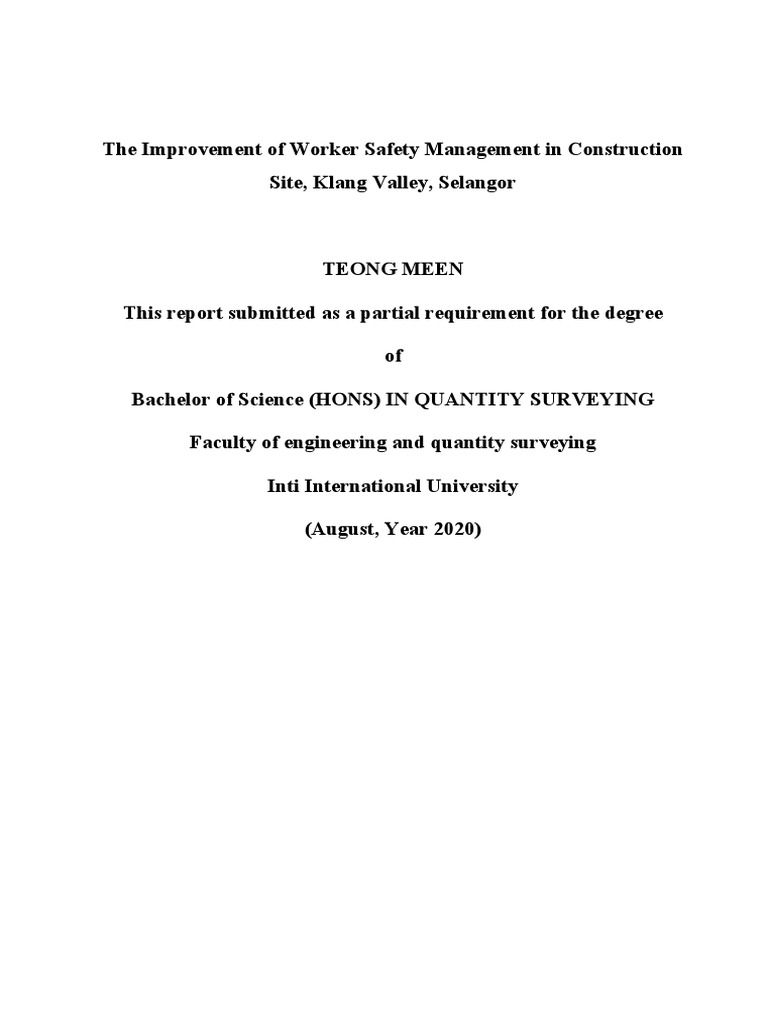 Final Progress Report - Teong Meen | PDF | Occupational Safety And ...