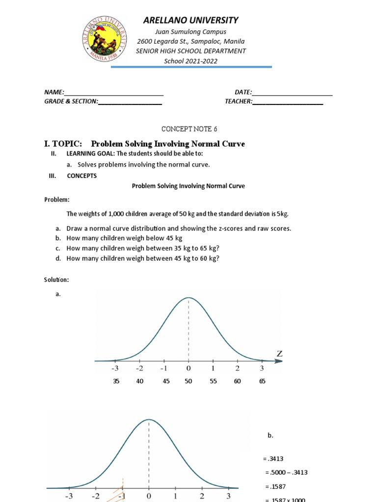 DLP Lesson 6 Problem Solving | PDF | Normal Distribution | Standard Score