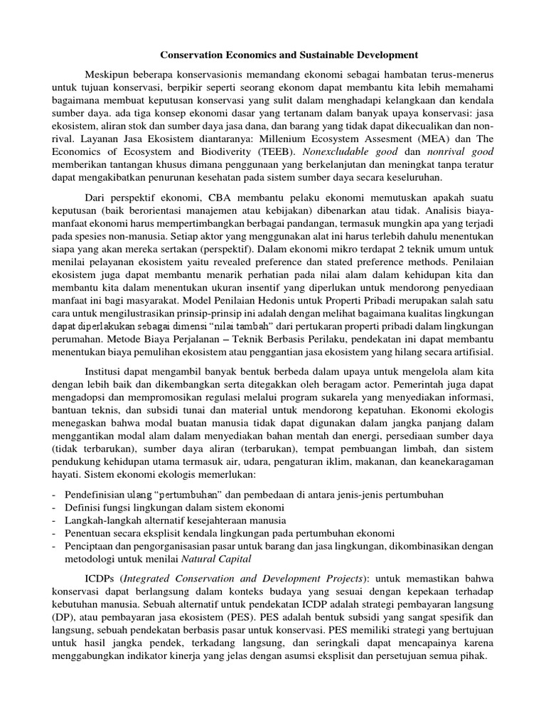 Conservation Economics and Sustainable Development | PDF