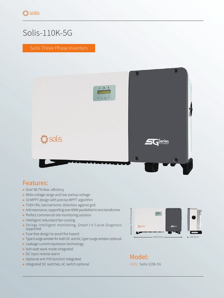 Datasheet Solis 110K 5G | PDF | Alternating Current | Electrical Grid