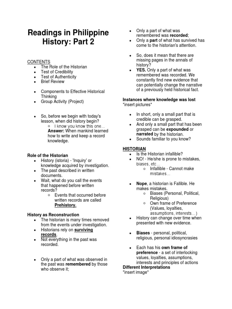 Readings in Philippine History Notes | PDF