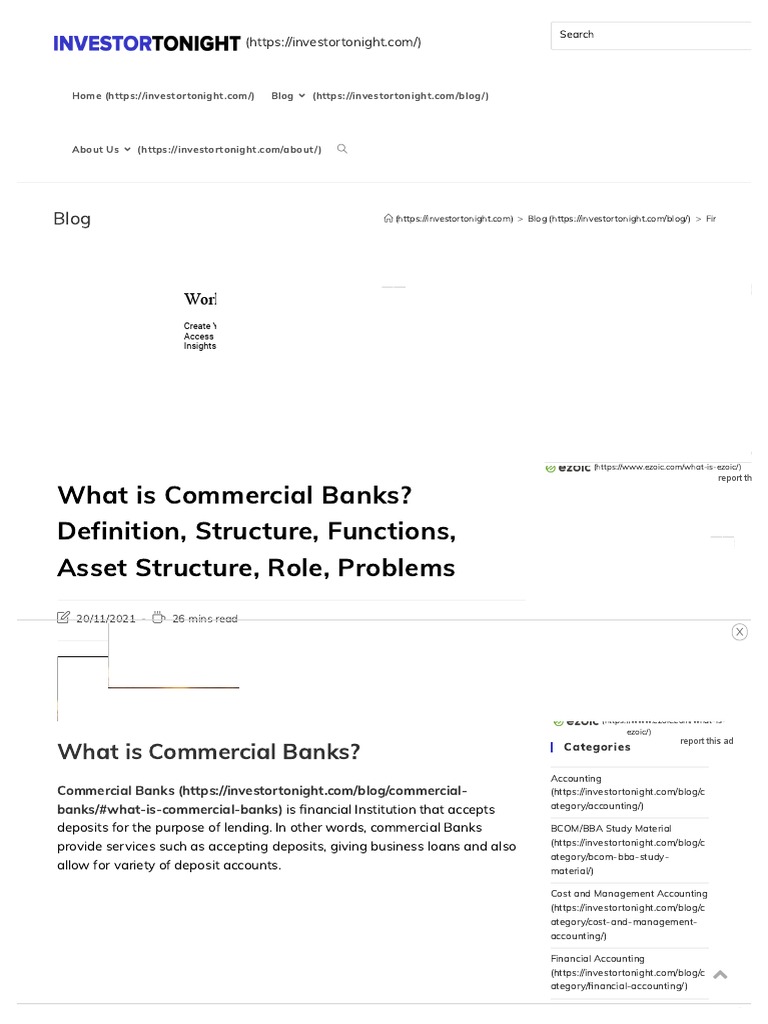 What Is Commercial Banks - Definition, Structure, Functions, Asset ...