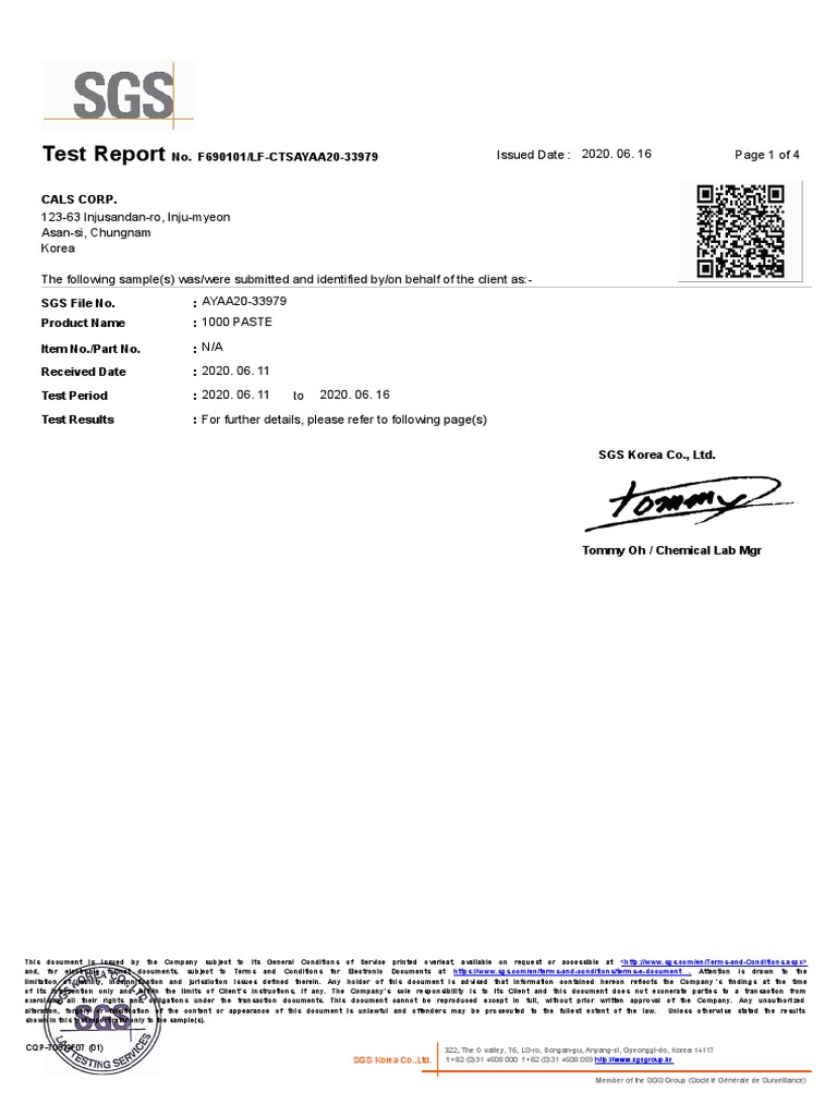 Test ROSH - CALS 1000 PASTE | PDF | Chromium | Forgery