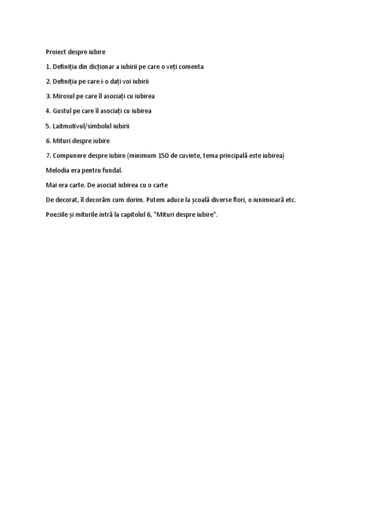 Proiect Despre Iubire | PDF