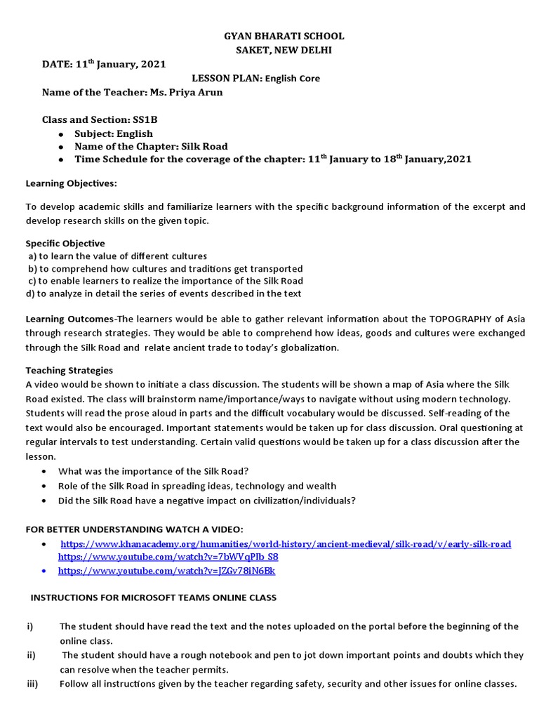 Silk Road Lesson Plan | PDF