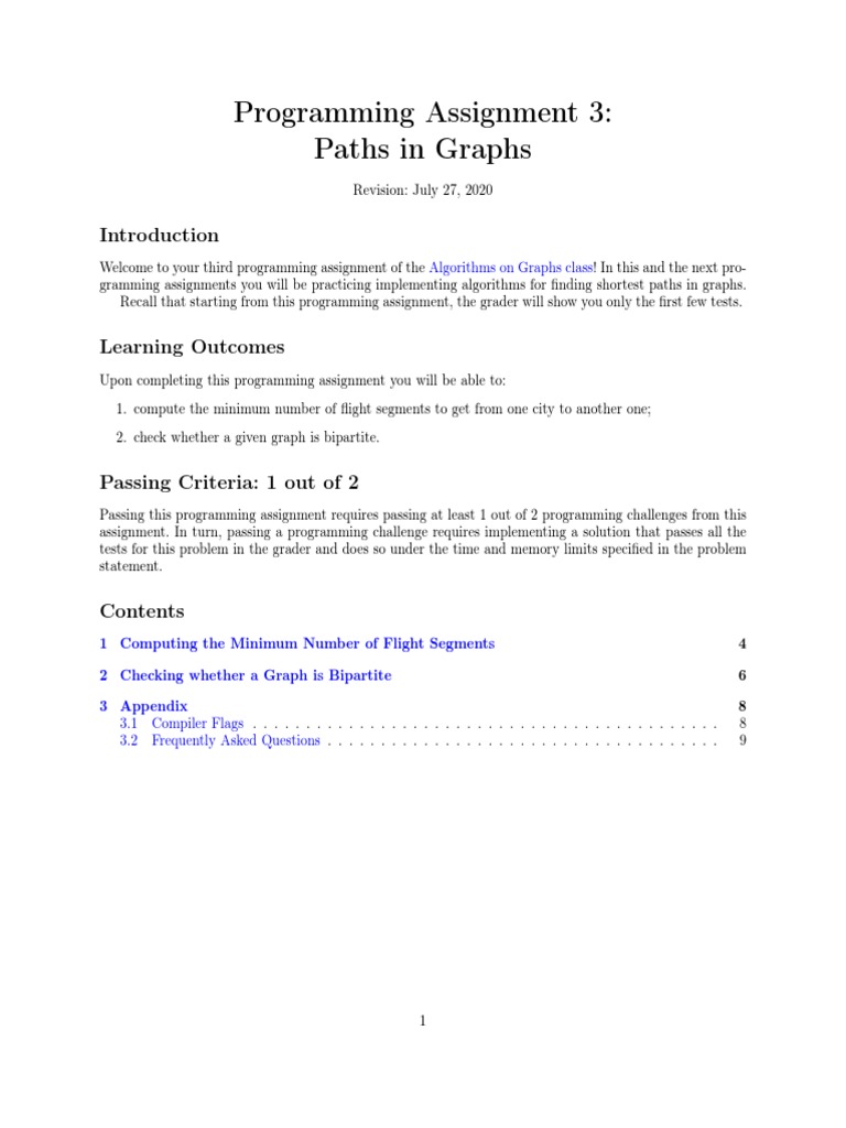 Programming Assignment 3 Paths In Graphs Algorithms On Graphs Class Pdf Vertex Graph 