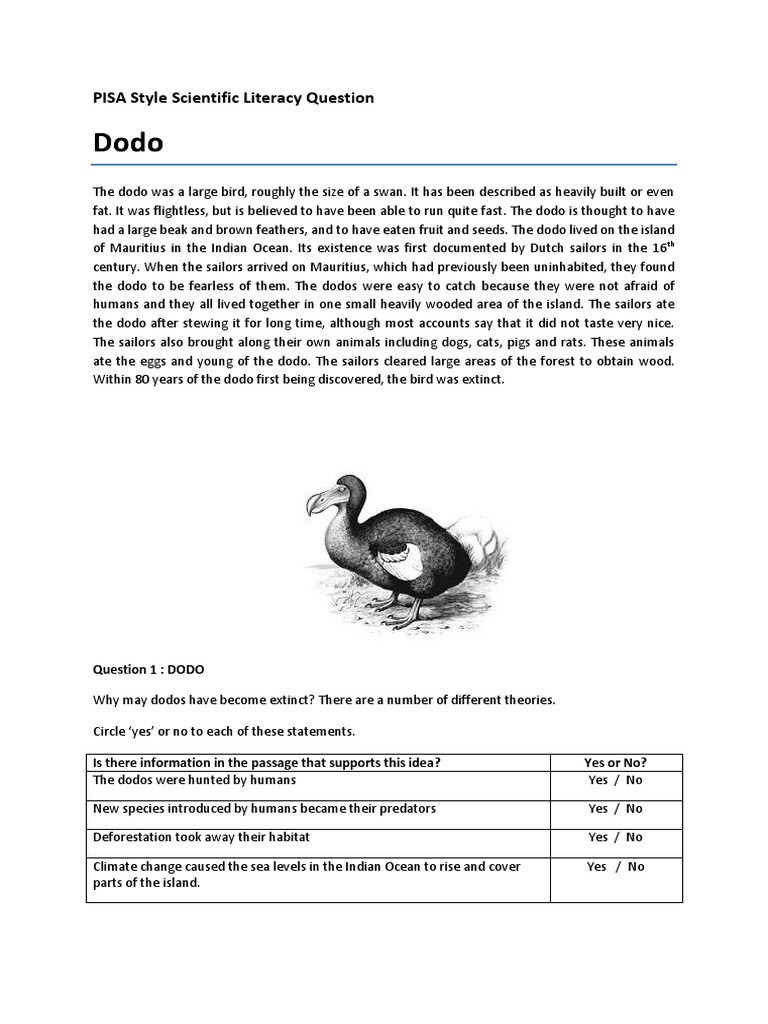 PISA Style Scientific Literacy Question | PDF | Knowledge | Human