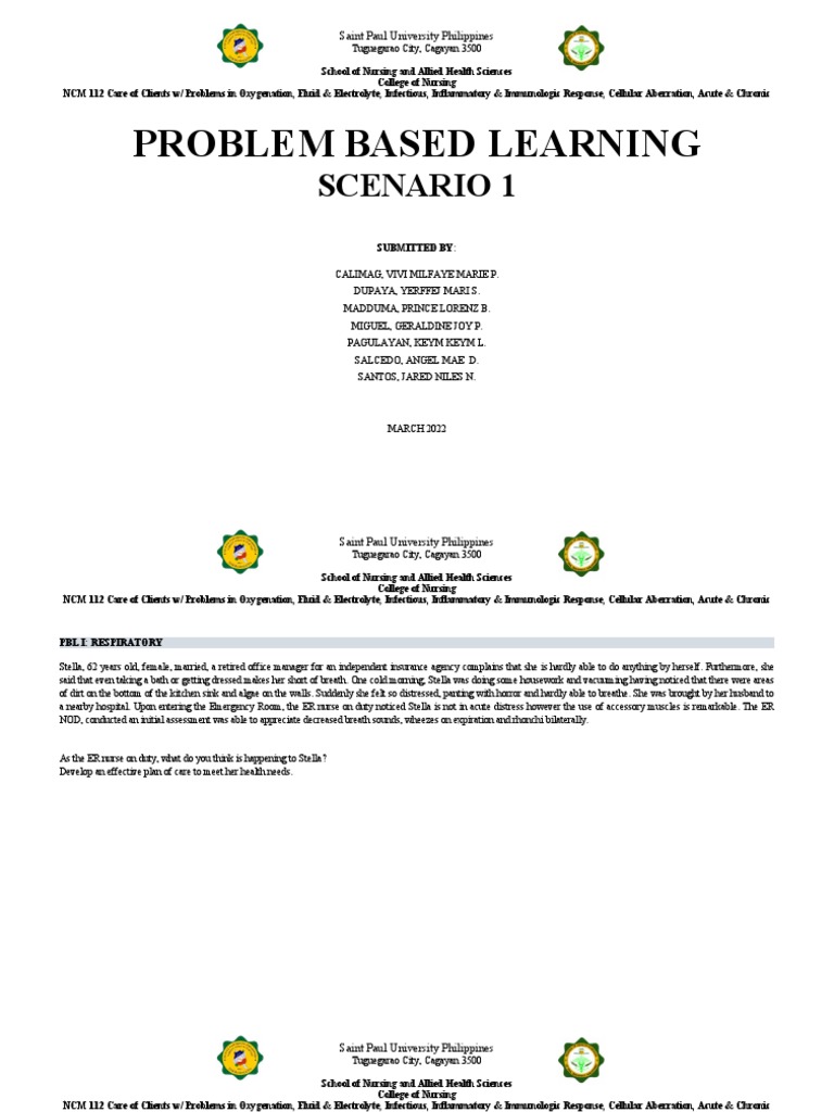 Problem Based Learning: Scenario 1 | PDF | Respiratory Tract | Breathing