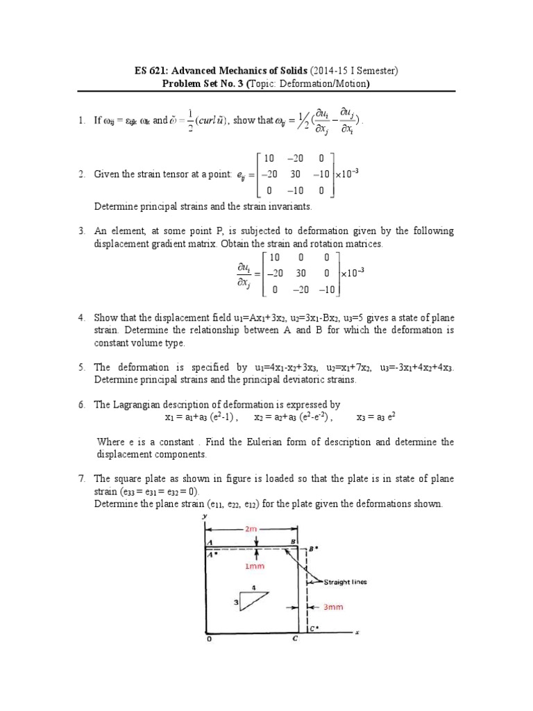 Advanced Solid Mechanics - Problem 2 | PDF | Chemical Product ...
