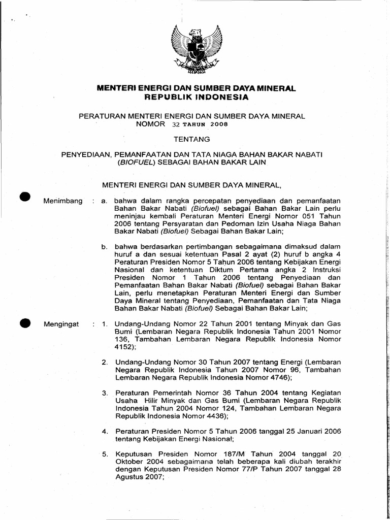 Permen Esdm 32 2008 BBN | PDF
