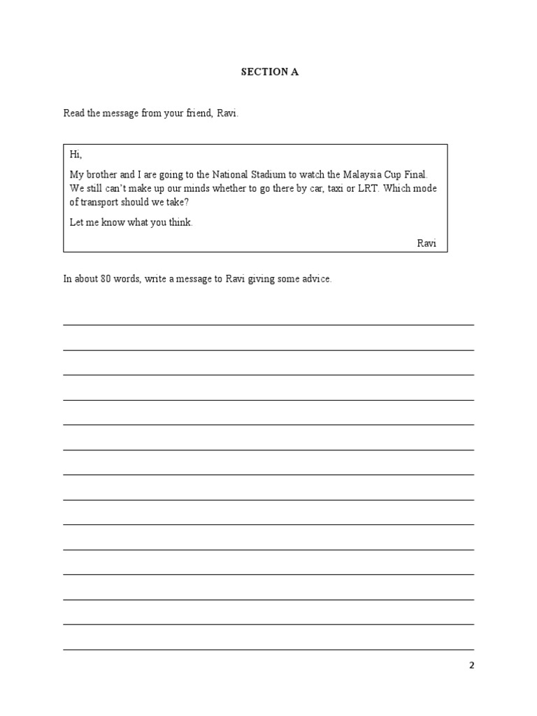 English F2 Paper 2 | PDF