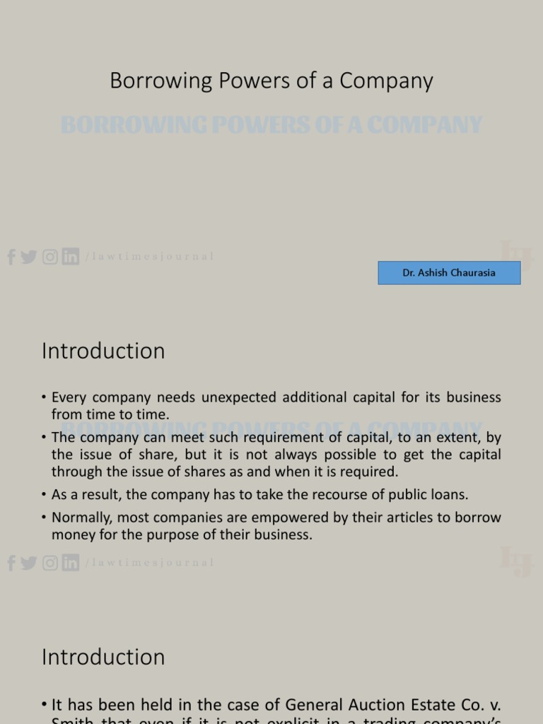 Borrowing Powers of A Company - PDF | PDF | Loans | Debt