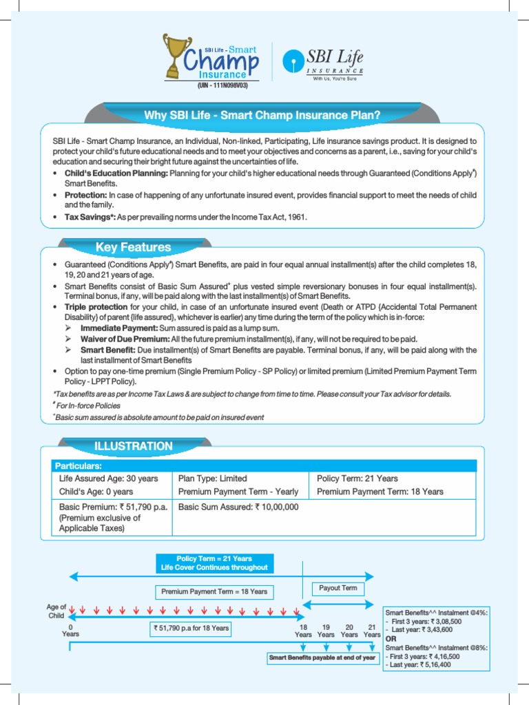 Key Features: Why SBI Life - Smart Champ Insurance Plan? | PDF ...