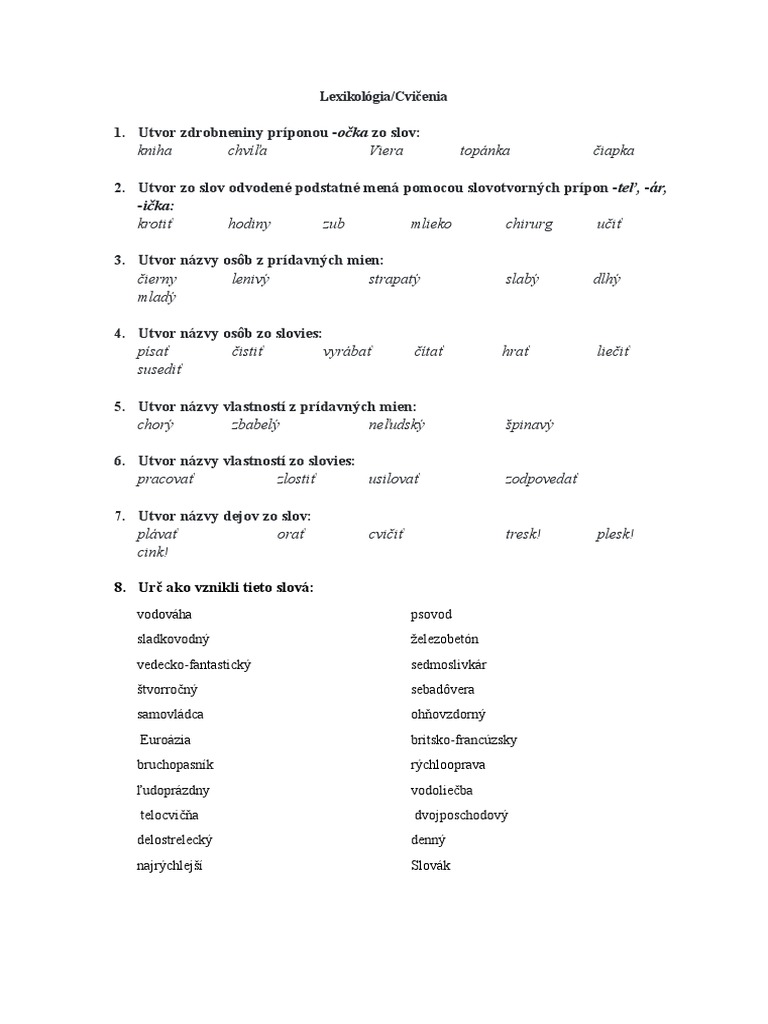 Lexikologia Cvicenia | PDF