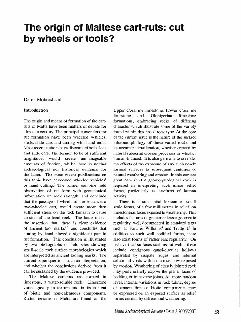 The Origin of Maltese Cart-Ruts | PDF | Weathering | Limestone