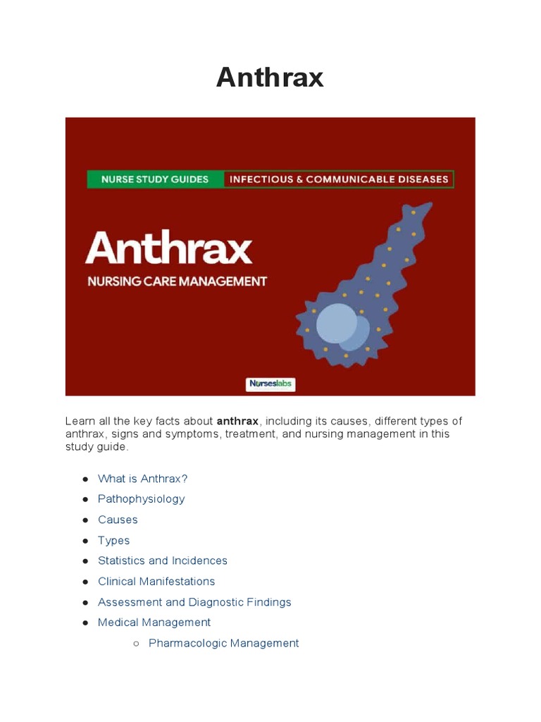 Anthrax | PDF | Anthrax | Medical Specialties