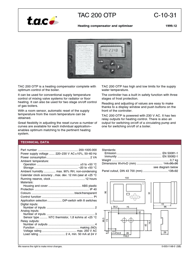 Optimising Heating Control: Technical Documentation for the TAC 200 OTP ...