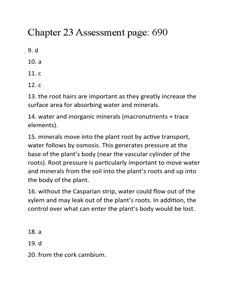 Chapter 23 Assessment - Biology | PDF | Plant Stem | Leaf